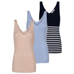 Blusentop FELIX HARDY "Tr&auml;gertop Pack", Damen, Gr. M, beige, babyblau, navy, 50% Baumwolle, 50% Polyacryl, Blusen Blusentop