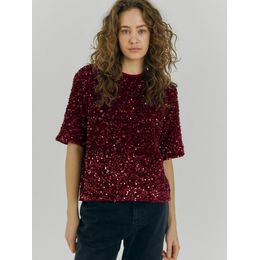Blusentop NORR "NORR Shirt Milan", Damen, Gr. 36, bordeaux, Obermaterial: 95% Polyester, 5% Elasthan, Blusen Blusentop