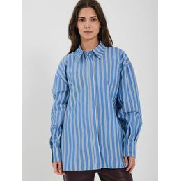 Blusentop NORR "NORR Shirt Maloa", Damen, Gr. 34, blau stripe, Obermaterial: 100% Baumwolle, Blusen Blusentop