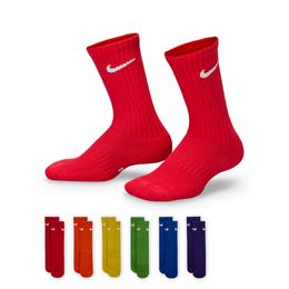 Funktionssocken Nike "Y NK EVERYDY CUSH CREW 6PR 108", M&auml;dchen, Gr. M (38/41), multi, color, Obermaterial: 73% Baumwolle, 23% Nylon, 3% Elasthan, 1% Polyester, Socken, Junior-Socken