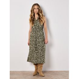Midikleid Apricot "Midikleid", Damen, Gr. XS (34), N-Gr, gr&uuml;n (khaki), gewebt, Obermaterial: 100% Viskose CV., V-Ausschnitt, Kleider Midikleid, mit Animal-Print