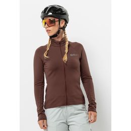 Fleecejacke Jack Wolfskin "GRAVEX THERMO FZ W", Damen, Gr. XL (46), braun (schwarz, rust), OBERSTOFF: 93% POLYESTER, 7% ELASTHAN. Futter: 100% POLYESTER, Jacken Fleecejacke