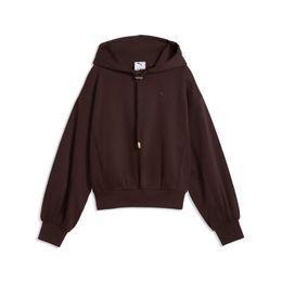 Kapuzensweatshirt Puma "HER RELAXED HOODIE FL", Damen, Gr. L, chocolate fondue, Fleece, Obermaterial: 68% Baumwolle, 32% Polyester, unifarben, relaxed fit normal, angesetztes B&uuml;ndchen, Sweatshirts, mit Kapuze, K&auml;ngurutasche