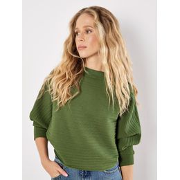 Strickpullover Apricot "Pullover", Damen, Gr. S (36), grau (gr&uuml;n), gestrickt, Obermaterial: 41% Polyamid PA. 37% Viskose CV. 22% Polyester PES., unifarben, figurumspielend h&uuml;ftlang, Rundhals, Fledermaus&auml;rmel Rippb&uuml;ndchen, Pullover Strickpullover, mit Fledermaus&auml;rmeln