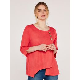 Klassische Bluse Apricot "Bluse", Damen, Gr. XS (34), rot (koralle), Obermaterial: 70% Viskose CV. 30% Leinen LI., unifarben, Blusen Bluse, mit drei Kn&ouml;pfen
