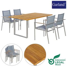 Garland Garten-Sitzgruppe Monza 5-tlg Teakholz Edelstahl