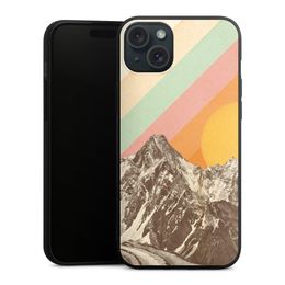 DeinDesign iPhone 15 Plus Handy Premium Silikon H&uuml;lle Handyh&uuml;lle schwarz Case Sunshine Mountain Retro Silikon Premium Case