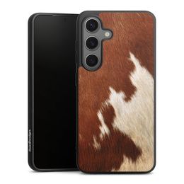 DeinDesign Galaxy S25 Handy Premium Silikon H&uuml;lle Handyh&uuml;lle schwarz Case Animal Look Fur Cow Silikon Premium Case