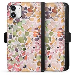 DeinDesign iPhone 11 Handy Klapph&uuml;lle Handyh&uuml;lle aus Kunst Leder schwarz Flip Case Eukalyptus Muster Pattern Sideflip mit Lasche