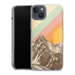 DeinDesign iPhone 14 Plus Handy Silikon H&uuml;lle Case transparent Handyh&uuml;lle Sunshine Mountain Retro Silikon Case
