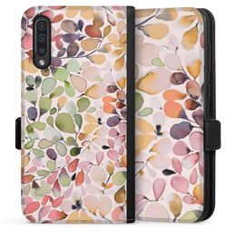 DeinDesign Galaxy A50 Handy Klapph&uuml;lle Handyh&uuml;lle aus Kunst Leder schwarz Flip Case Eukalyptus Muster Pattern Sideflip mit Lasche
