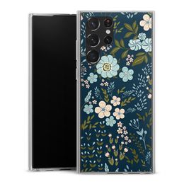 DeinDesign Galaxy S22 Ultra Handy Silikon H&uuml;lle Case transparent Handyh&uuml;lle Blue Muster Flowers Silikon Case