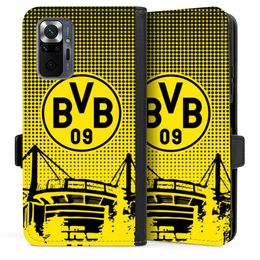 DeinDesign Xiaomi Redmi Note 10 Pro Handy Klapph&uuml;lle Handyh&uuml;lle aus Kunst Leder schwarz Flip Case Bvb Stadium Borussia Dortmund Sideflip mit langer Lasche