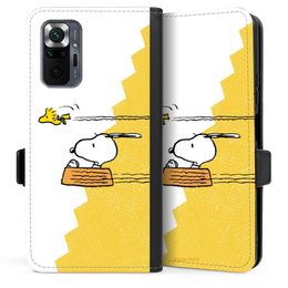 DeinDesign Xiaomi Redmi Note 10 Pro Handy Klapph&uuml;lle Handyh&uuml;lle aus Kunst Leder schwarz Flip Case Snoopy Peanuts Children Sideflip mit langer Lasche