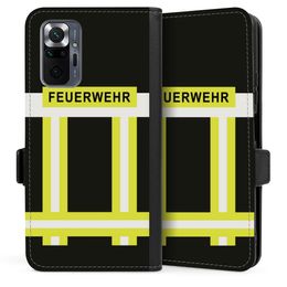 DeinDesign Xiaomi Redmi Note 10 Pro Handy Klapph&uuml;lle Handyh&uuml;lle aus Kunst Leder schwarz Flip Case Fire Fighters Job Fire Fighter Sideflip mit langer Lasche