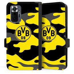 DeinDesign Xiaomi Redmi Note 10 Pro Handy Klapph&uuml;lle Handyh&uuml;lle aus Kunst Leder schwarz Flip Case Borussia Dortmund Bvb Merchandise Sideflip mit langer Lasche