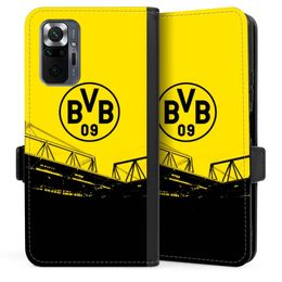DeinDesign Xiaomi Redmi Note 10 Pro Handy Klapph&uuml;lle Handyh&uuml;lle aus Kunst Leder schwarz Flip Case Bvb Merchandise Borussia Dortmund Sideflip mit langer Lasche