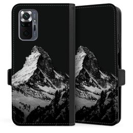 DeinDesign Xiaomi Redmi Note 10 Pro Handy Klapph&uuml;lle Handyh&uuml;lle aus Kunst Leder schwarz Flip Case Snow Mountain Top Mountain Sideflip mit langer Lasche