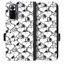 DeinDesign Xiaomi Redmi Note 10 Pro Handy Klapph&uuml;lle Handyh&uuml;lle aus Kunst Leder schwarz Flip Case Muster Peanuts Snoopy Sideflip mit langer Lasche