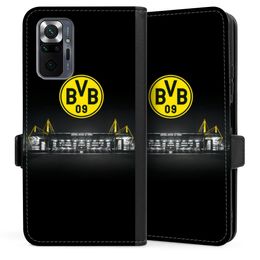 DeinDesign Xiaomi Redmi Note 10 Pro Handy Klapph&uuml;lle Handyh&uuml;lle aus Kunst Leder schwarz Flip Case Bvb Stadium Borussia Dortmund Sideflip mit langer Lasche