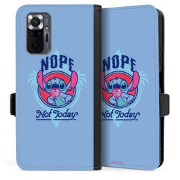 DeinDesign Xiaomi Redmi Note 10 Pro Handy Klapph&uuml;lle Handyh&uuml;lle aus Kunst Leder schwarz Flip Case Sayings Lilo & Stitch Disney Sideflip mit langer Lasche