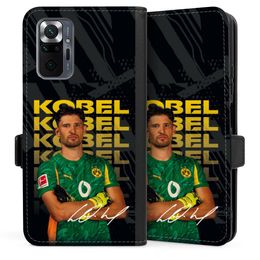 DeinDesign Xiaomi Redmi Note 10 Pro Handy Klapph&uuml;lle Handyh&uuml;lle aus Kunst Leder schwarz Flip Case Borussia Dortmund Gregor Kobel Bvb Sideflip mit langer Lasche