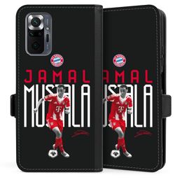 DeinDesign Xiaomi Redmi Note 10 Pro Handy Klapph&uuml;lle Handyh&uuml;lle aus Kunst Leder schwarz Flip Case Fc Bayern M&uuml;nchen Jamal Musiala Official Licensed Product 