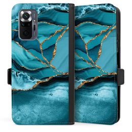 DeinDesign Xiaomi Redmi Note 10 Pro Handy Klapph&uuml;lle Handyh&uuml;lle aus Kunst Leder schwarz Flip Case Glitzer Marble Gemstone Sideflip mit langer Lasche