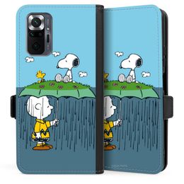 DeinDesign Xiaomi Redmi Note 10 Pro Handy Klapph&uuml;lle Handyh&uuml;lle aus Kunst Leder schwarz Flip Case Peanuts Children Snoopy Sideflip mit langer Lasche