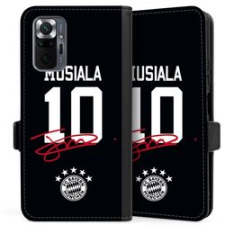 DeinDesign Xiaomi Redmi Note 10 Pro Handy Klapph&uuml;lle Handyh&uuml;lle aus Kunst Leder schwarz Flip Case Jamal Musiala Fcb Fc Bayern M&uuml;nchen Sideflip mit langer Lasche