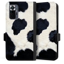 DeinDesign Xiaomi Redmi Note 10 Pro Handy Klapph&uuml;lle Handyh&uuml;lle aus Kunst Leder schwarz Flip Case Animal Print Cow Skin Animal Look Sideflip mit langer Lasche