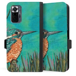 DeinDesign Xiaomi Redmi Note 10 Pro Handy Klapph&uuml;lle Handyh&uuml;lle aus Kunst Leder schwarz Flip Case Painting Animals Bird Sideflip mit langer Lasche