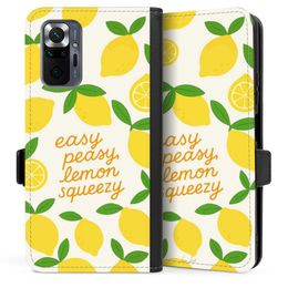 DeinDesign Xiaomi Redmi Note 10 Pro Handy Klapph&uuml;lle Handyh&uuml;lle aus Kunst Leder schwarz Flip Case Lemon Statement Spruch Sideflip mit langer Lasche