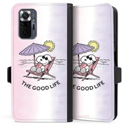 DeinDesign Xiaomi Redmi Note 10 Pro Handy Klapph&uuml;lle Handyh&uuml;lle aus Kunst Leder schwarz Flip Case Snoopy Official Licensed Product Peanuts Sideflip mit langer 