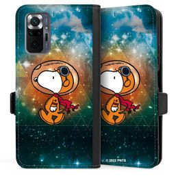 DeinDesign Xiaomi Redmi Note 10 Pro Handy Klapph&uuml;lle Handyh&uuml;lle aus Kunst Leder schwarz Flip Case Astronaut Snoopy Official Licensed Product Sideflip mit langer 