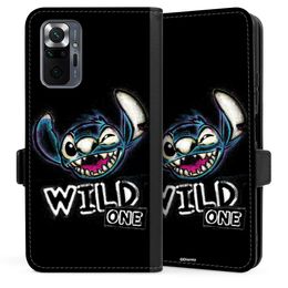 DeinDesign Xiaomi Redmi Note 10 Pro Handy Klapph&uuml;lle Handyh&uuml;lle aus Kunst Leder schwarz Flip Case Official Licensed Product Disney Lilo & Stitch Sideflip mit 