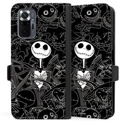 DeinDesign Xiaomi Redmi Note 10 Pro Handy Klapph&uuml;lle Handyh&uuml;lle aus Kunst Leder schwarz Flip Case Disney Nightmare Before Christmas Halloween Sideflip mit langer