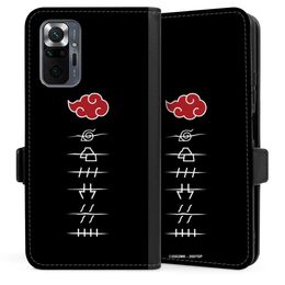 DeinDesign Xiaomi Redmi Note 10 Pro Handy Klapph&uuml;lle Handyh&uuml;lle aus Kunst Leder schwarz Flip Case Official Licensed Product Naruto Shippuden Akatsuki Sideflip 