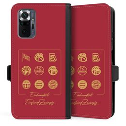 DeinDesign Xiaomi Redmi Note 10 Pro Handy Klapph&uuml;lle Handyh&uuml;lle aus Kunst Leder schwarz Flip Case Merchandise Fc Bayern M&uuml;nchen Fcb 125 Jahre Sideflip mit langer