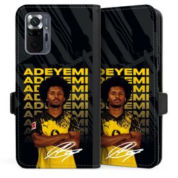 DeinDesign Xiaomi Redmi Note 10 Pro Handy Klapph&uuml;lle Handyh&uuml;lle aus Kunst Leder schwarz Flip Case Bvb Borussia Dortmund Karim Adeyemi Sideflip mit langer Lasche