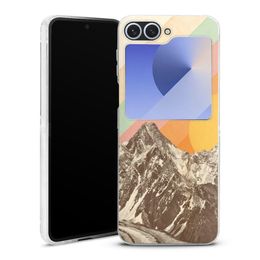 DeinDesign Galaxy Z Flip 7 FE Handy Hard Case Schutzh&uuml;lle transparent Smartphone Handy H&uuml;lle Retro Mountain Sunshine Hard Case