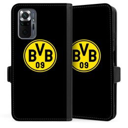 DeinDesign Xiaomi Redmi Note 10 Pro Handy Klapph&uuml;lle Handyh&uuml;lle aus Kunst Leder schwarz Flip Case Bvb Borussia Dortmund Logo Sideflip mit langer Lasche
