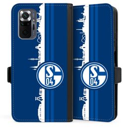 DeinDesign Xiaomi Redmi Note 10 Pro Handy Klapph&uuml;lle Handyh&uuml;lle aus Kunst Leder schwarz Flip Case Official Licensed Product Skyline Fc Schalke 04 Sideflip mit 