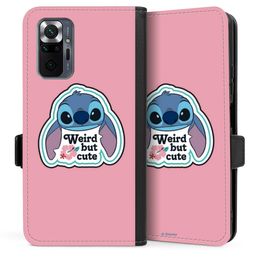 DeinDesign Xiaomi Redmi Note 10 Pro Handy Klapph&uuml;lle Handyh&uuml;lle aus Kunst Leder schwarz Flip Case Lilo & Stitch Sayings Disney Sideflip mit langer Lasche