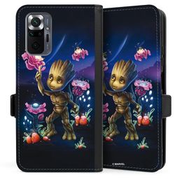 DeinDesign Xiaomi Redmi Note 10 Pro Handy Klapph&uuml;lle Handyh&uuml;lle aus Kunst Leder schwarz Flip Case Baby Groot Marvel Guardians Of The Galaxy Sideflip mit langer 