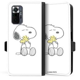 DeinDesign Xiaomi Redmi Note 10 Pro Handy Klapph&uuml;lle Handyh&uuml;lle aus Kunst Leder schwarz Flip Case Peanuts Love Snoopy Sideflip mit langer Lasche