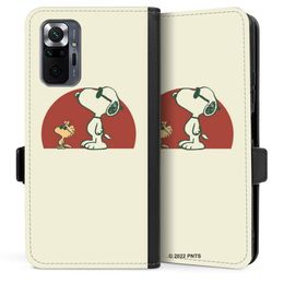 DeinDesign Xiaomi Redmi Note 10 Pro Handy Klapph&uuml;lle Handyh&uuml;lle aus Kunst Leder schwarz Flip Case Official Licensed Product Kindheit Snoopy Sideflip mit langer 