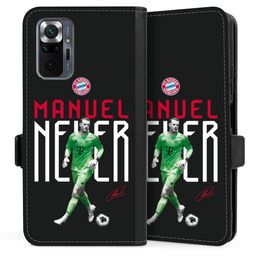 DeinDesign Xiaomi Redmi Note 10 Pro Handy Klapph&uuml;lle Handyh&uuml;lle aus Kunst Leder schwarz Flip Case Manuel Neuer Fc Bayern M&uuml;nchen Official Licensed Product 