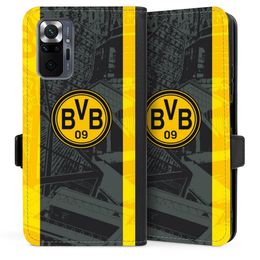 DeinDesign Xiaomi Redmi Note 10 Pro Handy Klapph&uuml;lle Handyh&uuml;lle aus Kunst Leder schwarz Flip Case Bvb Borussia Dortmund Stadium Sideflip mit langer Lasche