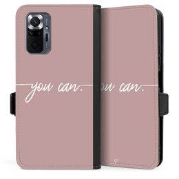 DeinDesign Xiaomi Redmi Note 10 Pro Handy Klapph&uuml;lle Handyh&uuml;lle aus Kunst Leder schwarz Flip Case Motivation Sayings Spruch Sideflip mit langer Lasche